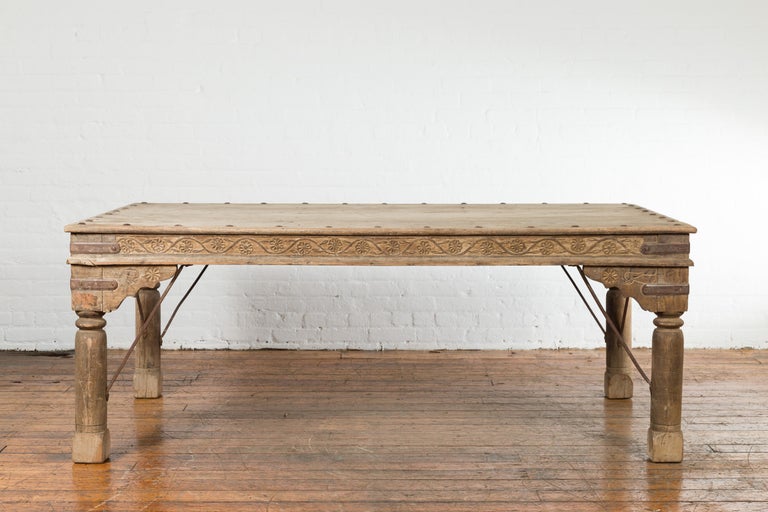 Indian Bleached Sheesham Wood and Iron Courtyard Door Made into a ...