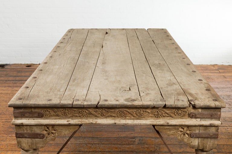 Indian Bleached Sheesham Wood and Iron Courtyard Door Made into a ...