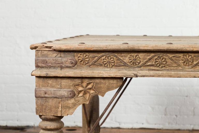 Indian Bleached Sheesham Wood and Iron Courtyard Door Made into a ...