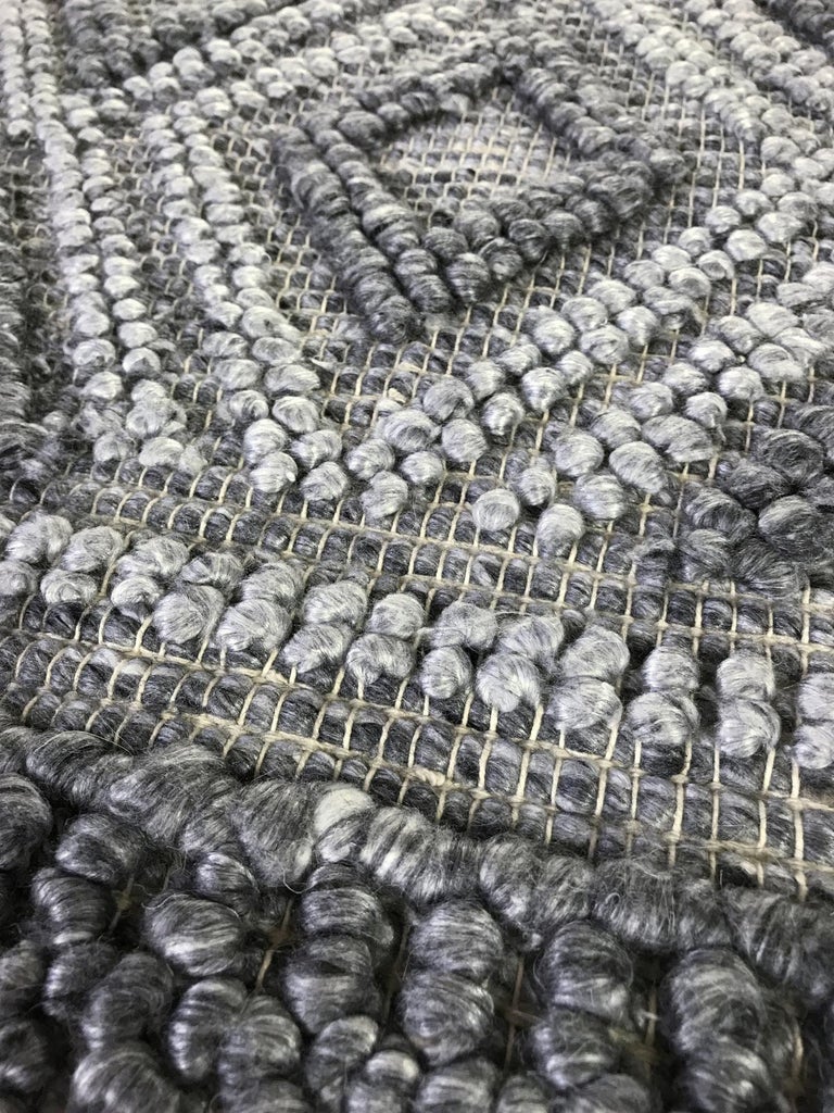 Indian Braided Rug in Black, Gray and Silver For Sale at 1stDibs