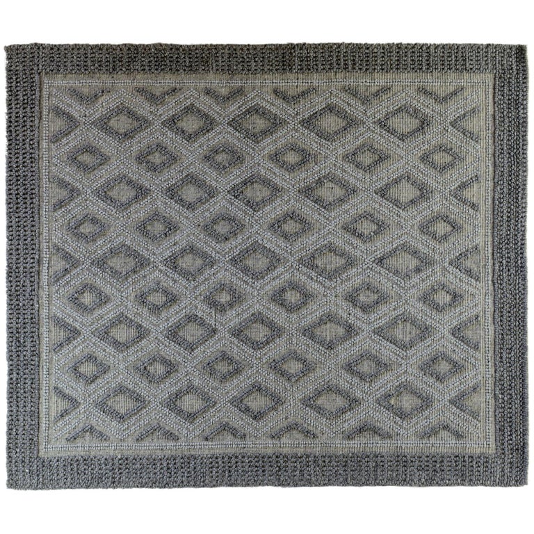 Indian Braided Rug in Black, Gray and Silver For Sale at 1stDibs