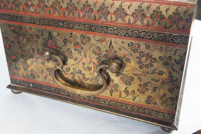 Indian Brass Covered Jewelry Box For Sale at 1stDibs