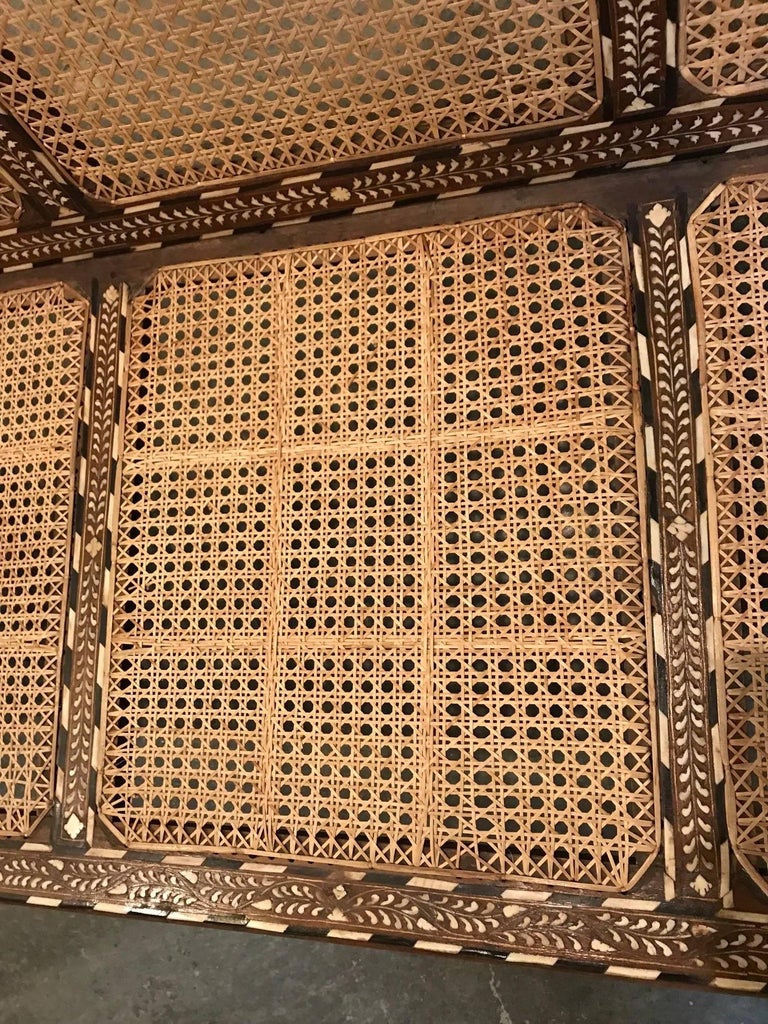 Indian Cane and Inlaid Bench at 1stDibs