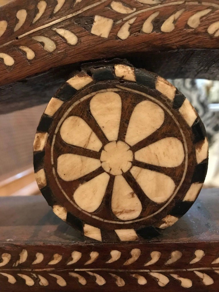 Indian Cane and Inlaid Bench at 1stDibs
