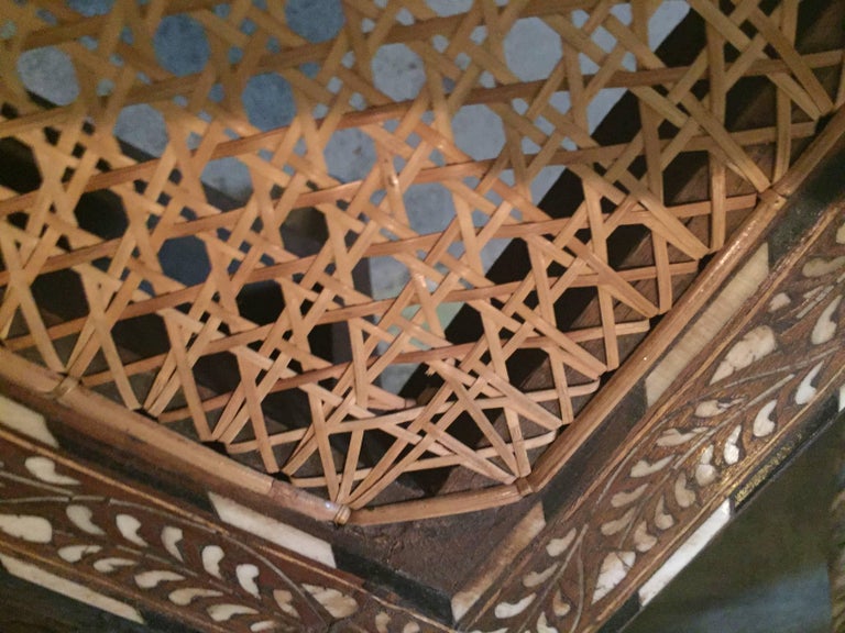 Indian Cane and Inlaid Bench at 1stDibs