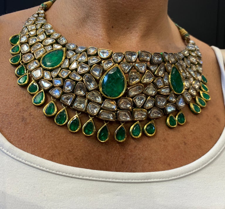 Indian Diamond and Emerald Necklace For Sale at 1stDibs | indian ...