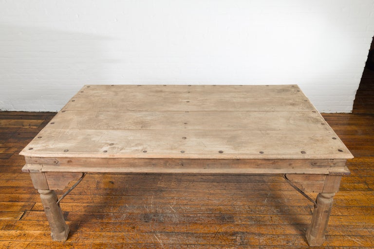 Indian Dining Table with Distressed Patina, Iron Details and Baluster ...