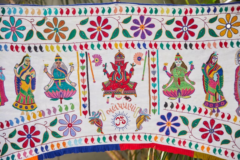 Indian Embroidered Archway Turan For Sale at 1stDibs