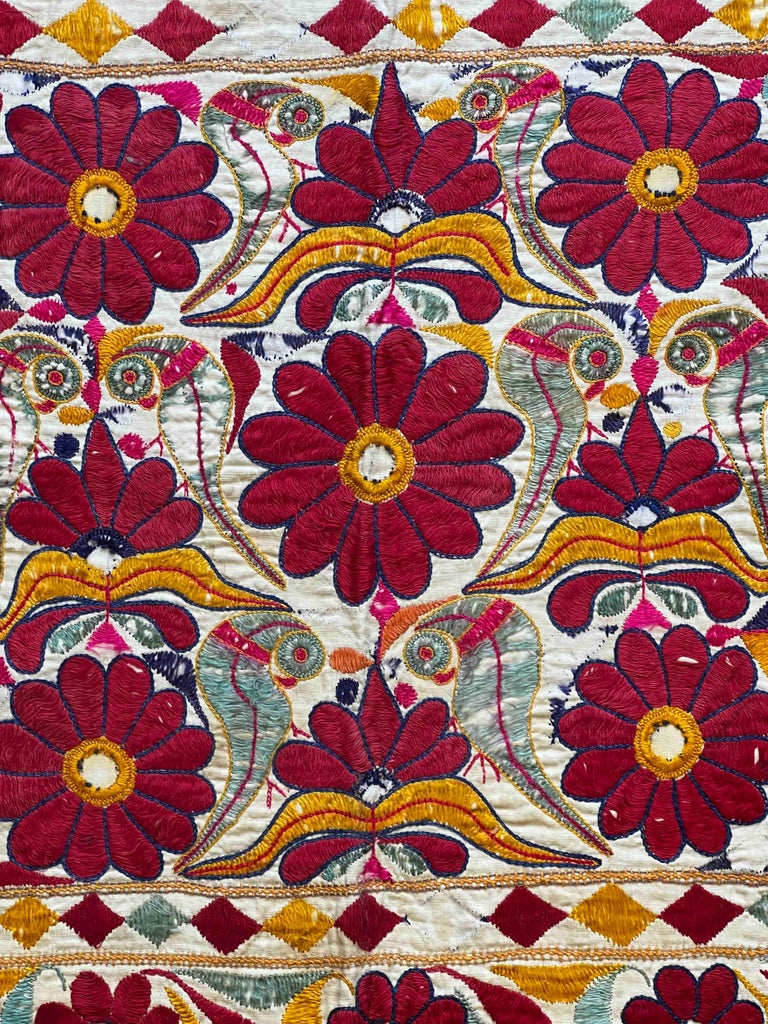 Indian Embroidery Fabric, N°1221 For Sale at 1stDibs