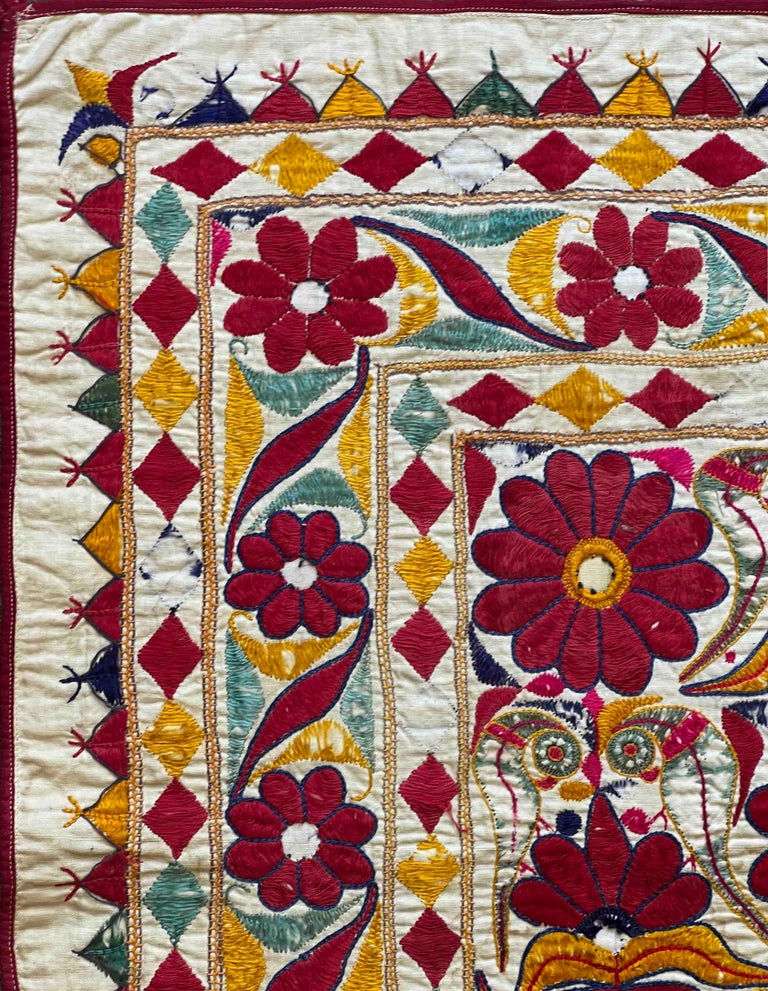 Indian Embroidery Fabric, N°1221 For Sale at 1stDibs