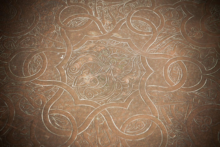 Indian Folding Console Table with Engraved Copper Top For Sale at 1stDibs