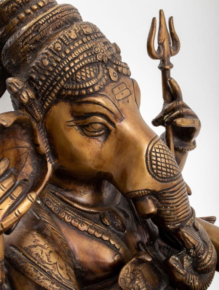 Indian Gilt Bronze Ganesha Sculpture Writing the Mahabharata For Sale ...