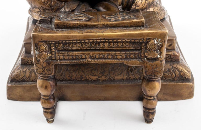 Indian Gilt Bronze Ganesha Sculpture Writing the Mahabharata For Sale ...