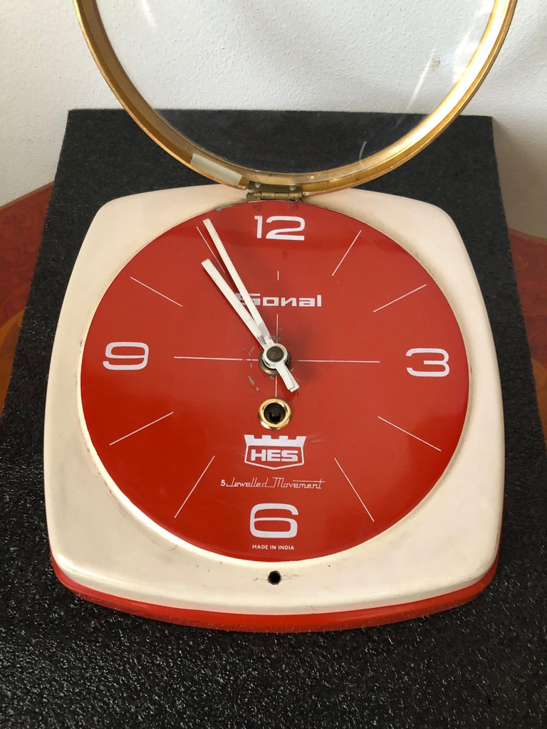 Indian HES Wall Clock in Heavy Metal Case For Sale at 1stDibs