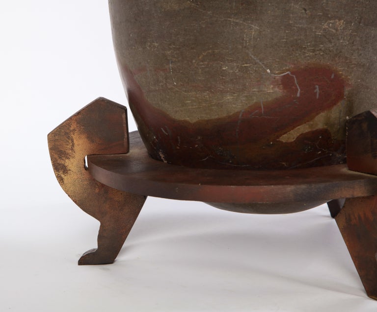 Indian Lingam Stone of Ovoid Form with Metal Stand at 1stDibs