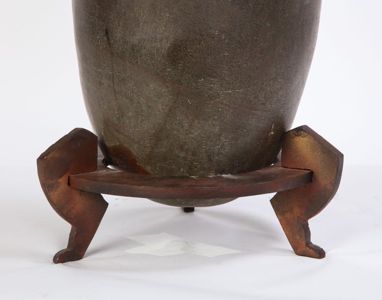 Indian Lingam Stone of Ovoid Form with Metal Stand at 1stDibs