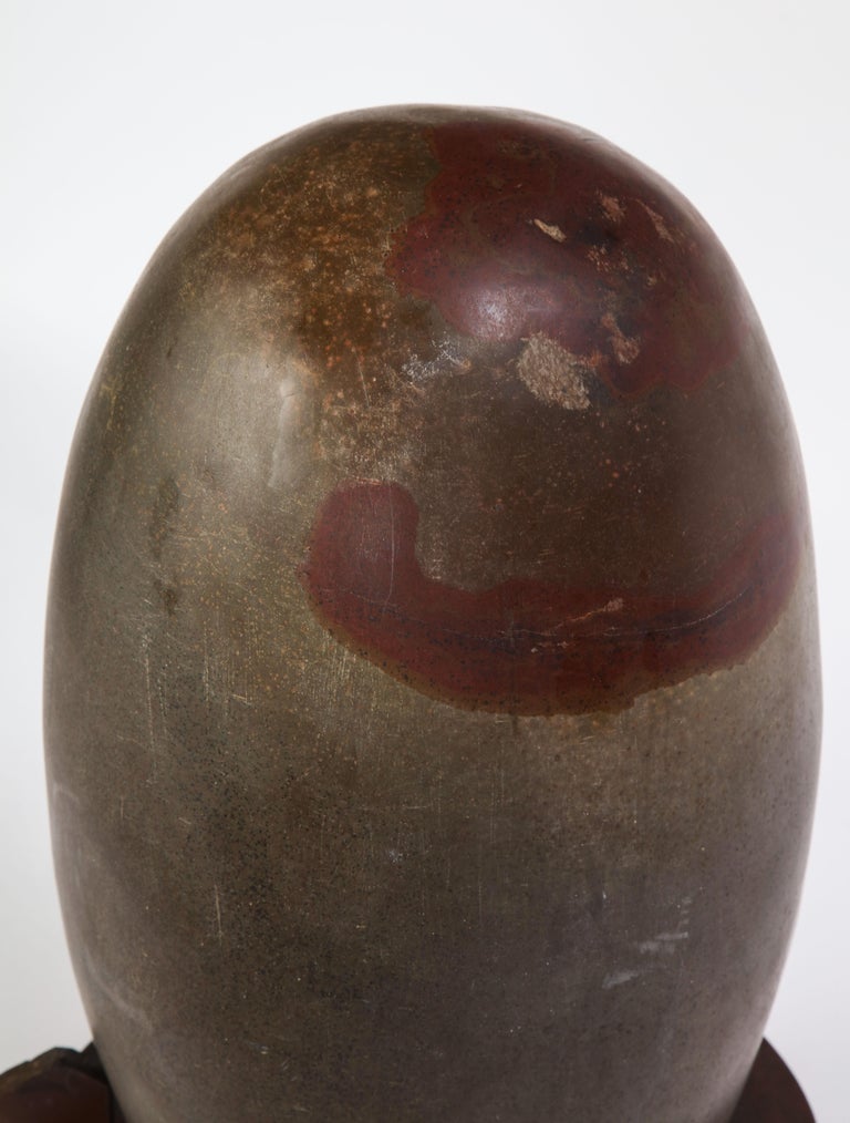 Indian Lingam Stone of Ovoid Form with Metal Stand at 1stDibs