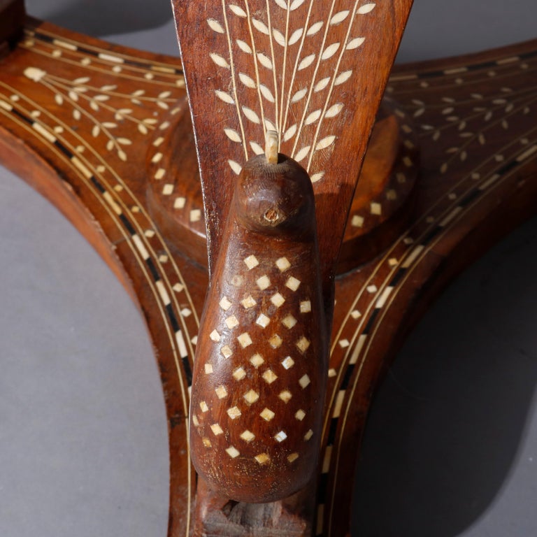 Indian Marquetry Carved and Inlaid Figural Peacock Side Table, circa ...