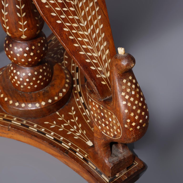 Indian Marquetry Carved and Inlaid Figural Peacock Side Table, circa ...
