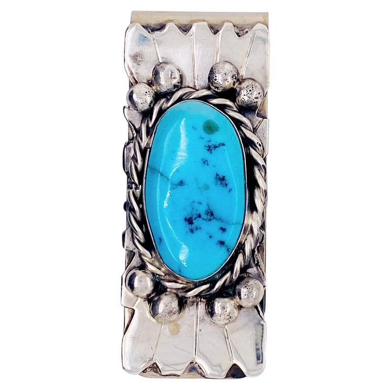 Indian Money Clip w Large Turquoise Authentic Handcrafted by Native ...
