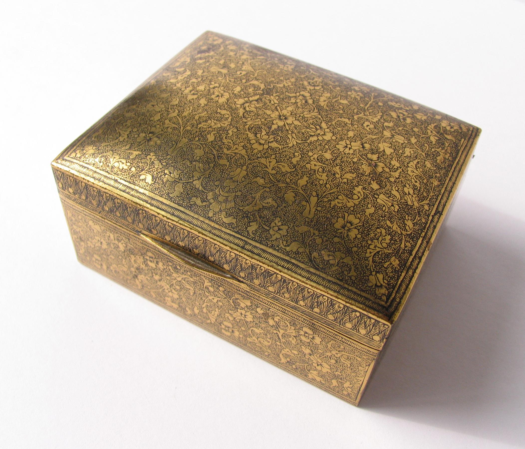 Indian Mughal Flower Engraved Brass Box at 1stDibs | indian brass box