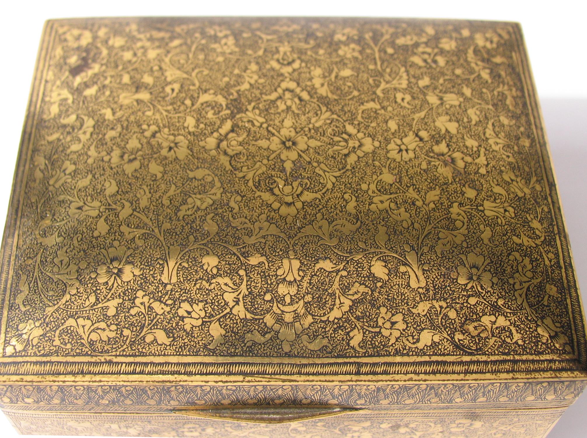 Indian Mughal Flower Engraved Brass Box at 1stDibs | indian brass box