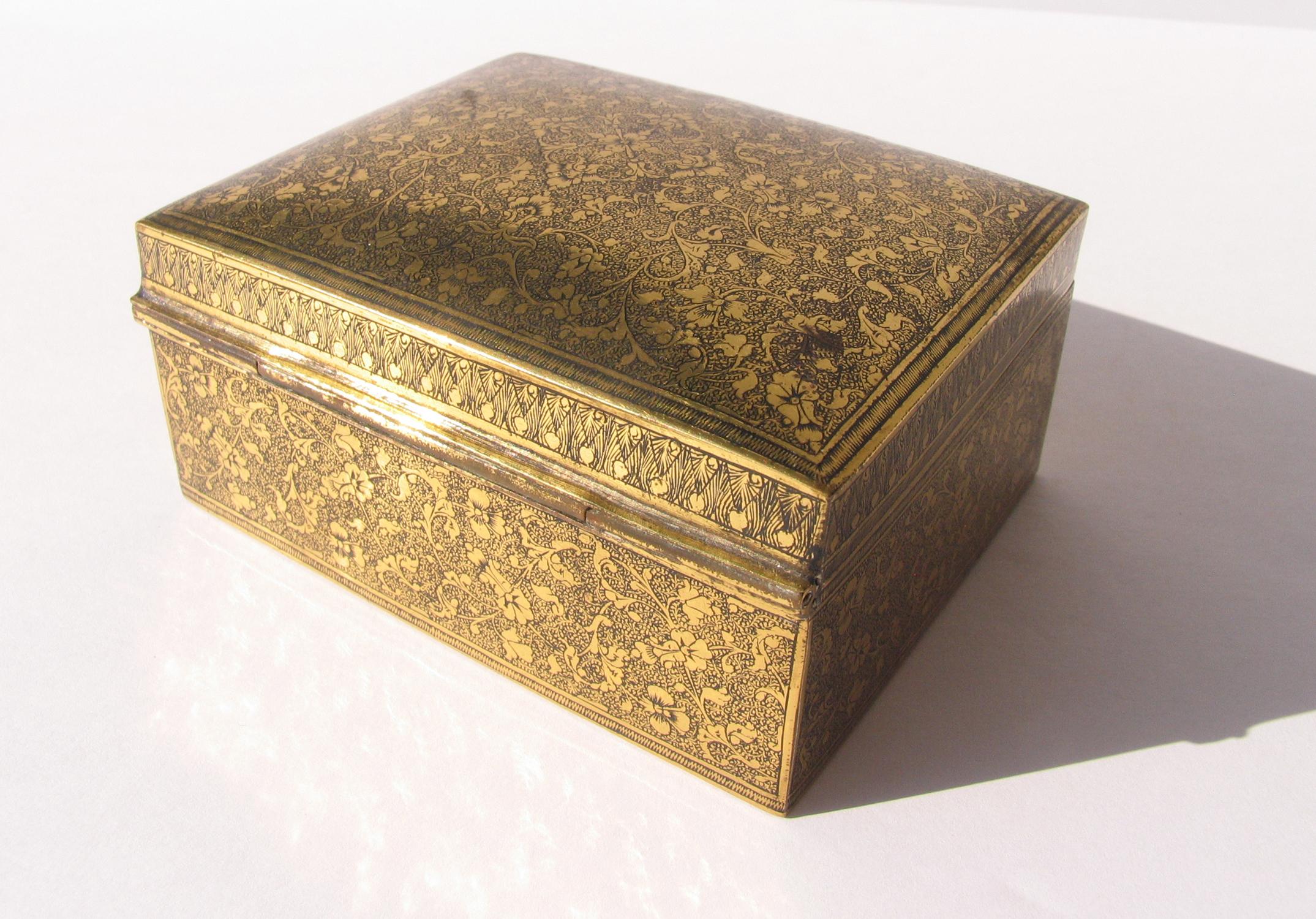 Indian Mughal Flower Engraved Brass Box at 1stDibs | indian brass box