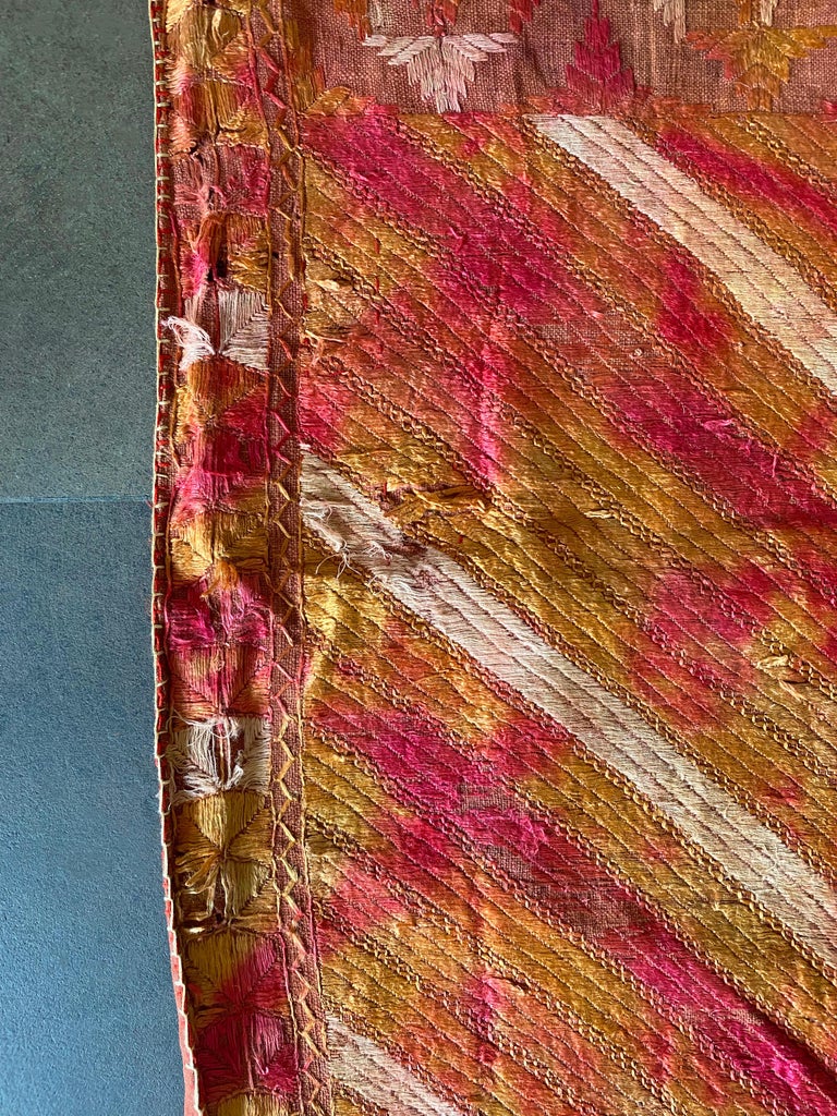Indian Phulkari Wedding Textile, Silk and Cotton Embroidery, Punjab ...