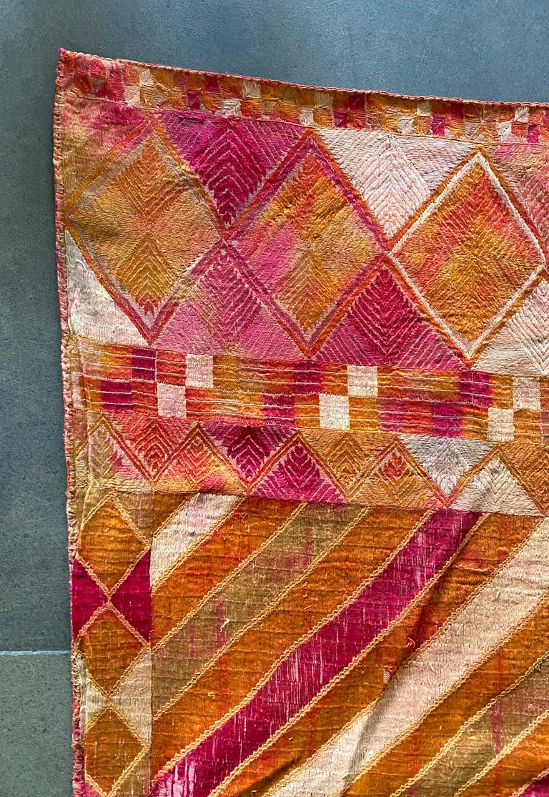 Indian Phulkari Wedding Textile, Silk and Cotton Embroidery, Punjab ...