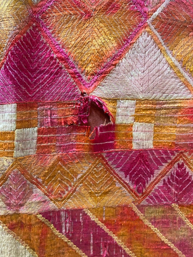 Indian Phulkari Wedding Textile, Silk and Cotton Embroidery, Punjab ...