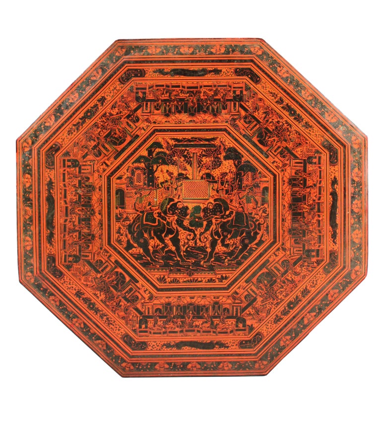 Indian Red Lacquer Table For Sale at 1stDibs