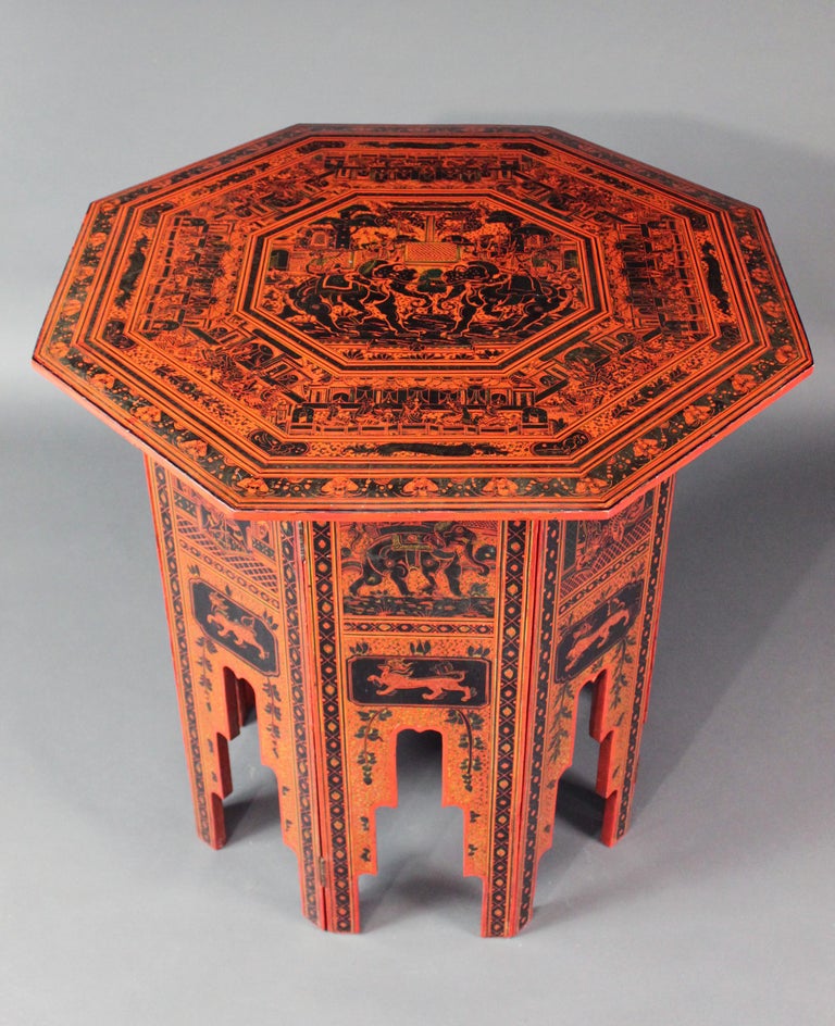Indian Red Lacquer Table For Sale at 1stDibs