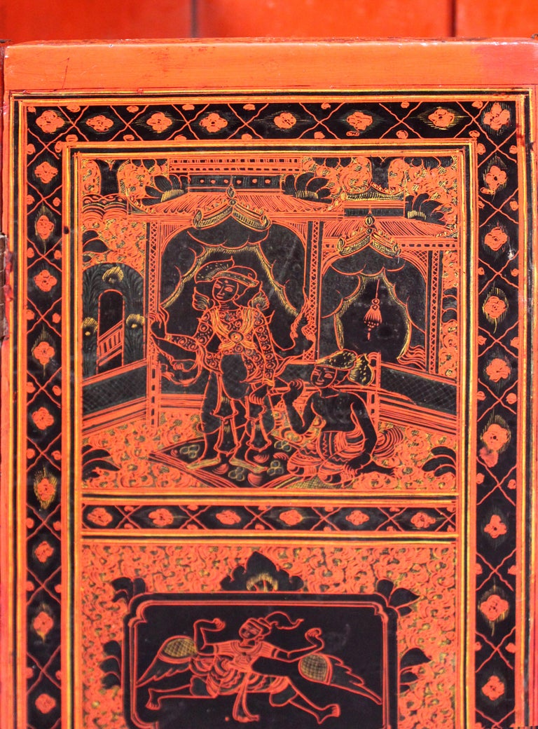 Indian Red Lacquer Table For Sale at 1stDibs