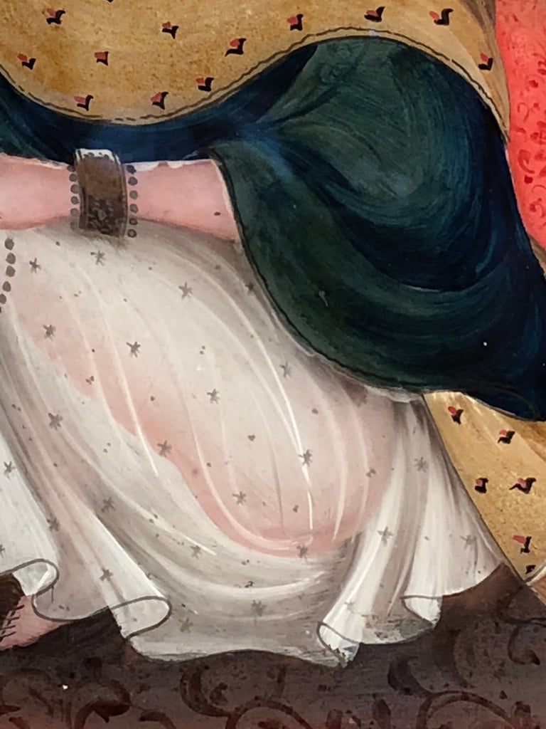 Indian Reverse Painting on Glass, 19th Century at 1stDibs