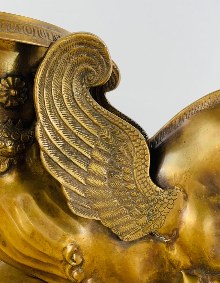 Indian Rhyton Shaped Brass Sculpture or Statue with Winged Ram For Sale ...