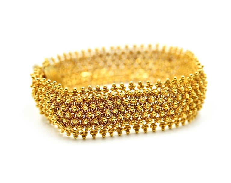 Indian Style Bracelet Made in 14 Karat Yellow Gold, 26.8 Grams at ...