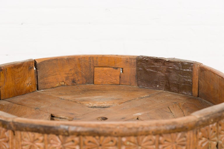 Indian Tribal 1920s Teak Chakki Grinding Table with Geometric Hand ...