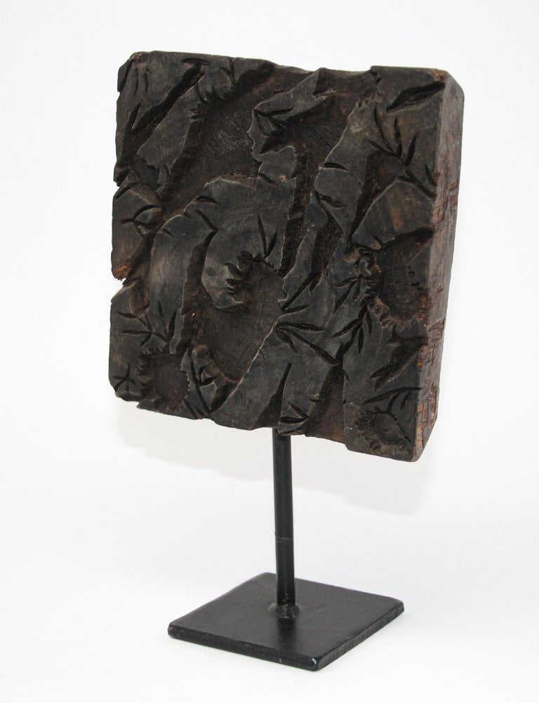 Indian Vintage Hand Carved Wooden Printing Block For Sale at 1stDibs