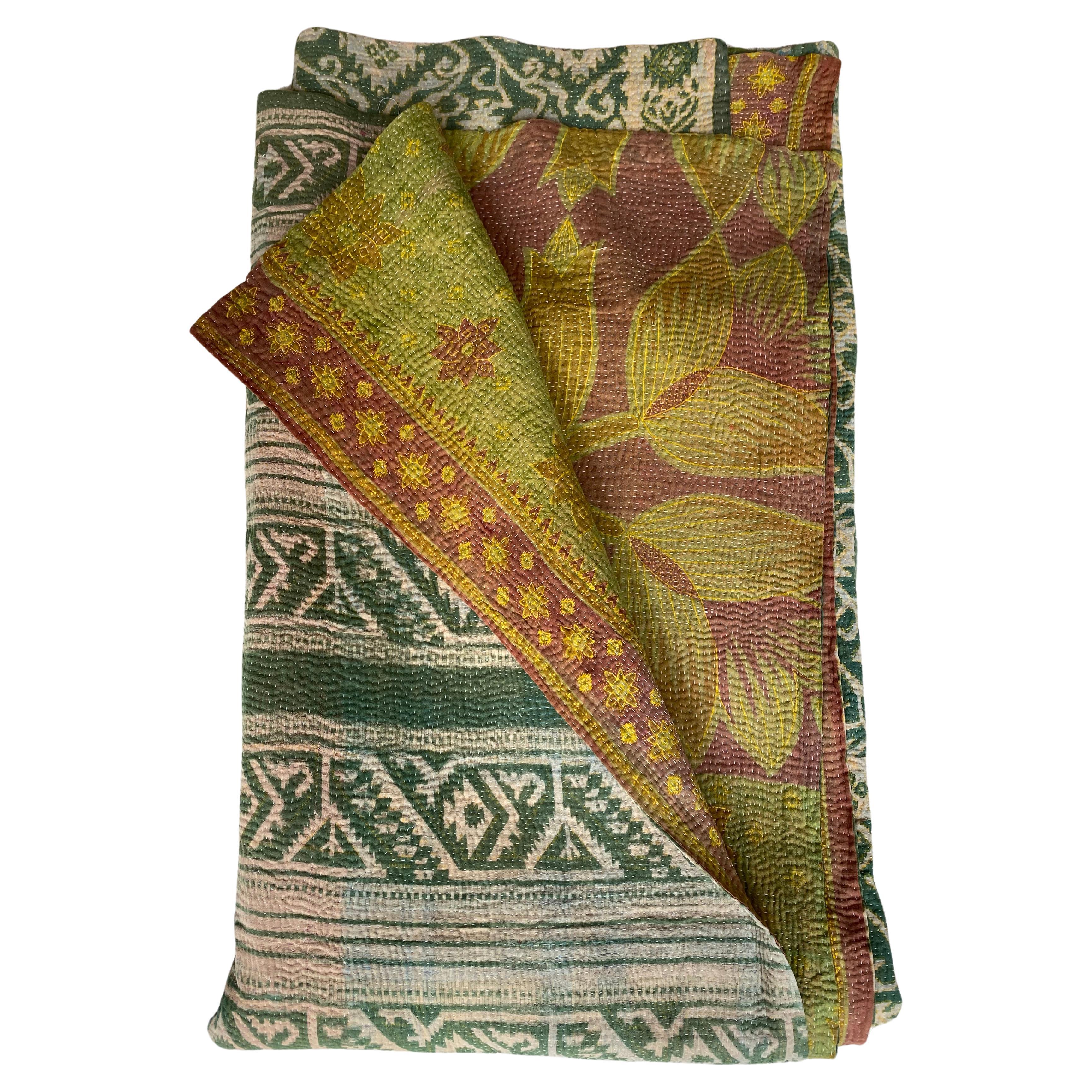 Indian vintage quilt For Sale at 1stDibs