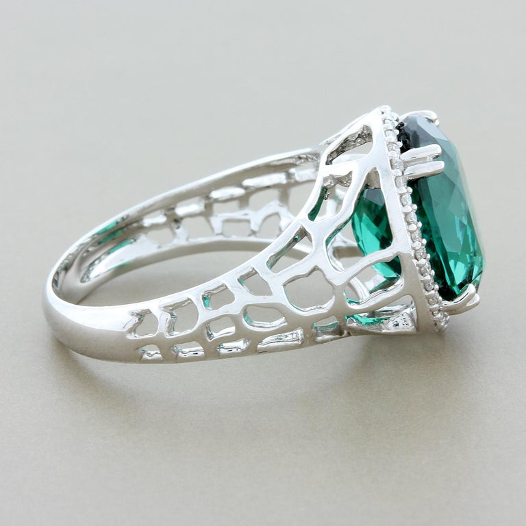 Indicolite Tourmaline Diamond Gold Ring at 1stDibs