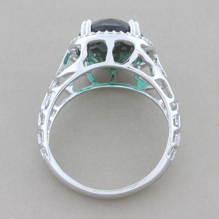 Indicolite Tourmaline Diamond Gold Ring at 1stDibs