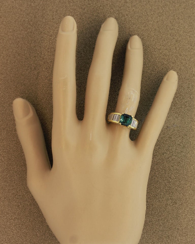 Indicolite Tourmaline Diamond Gold Ring For Sale at 1stDibs