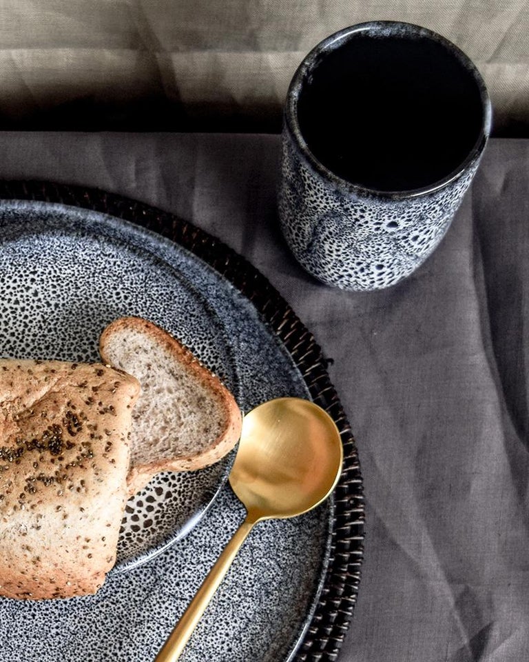 Indigo and White Ceramic Handmade Organic Modern Cups, Set of 4 For ...