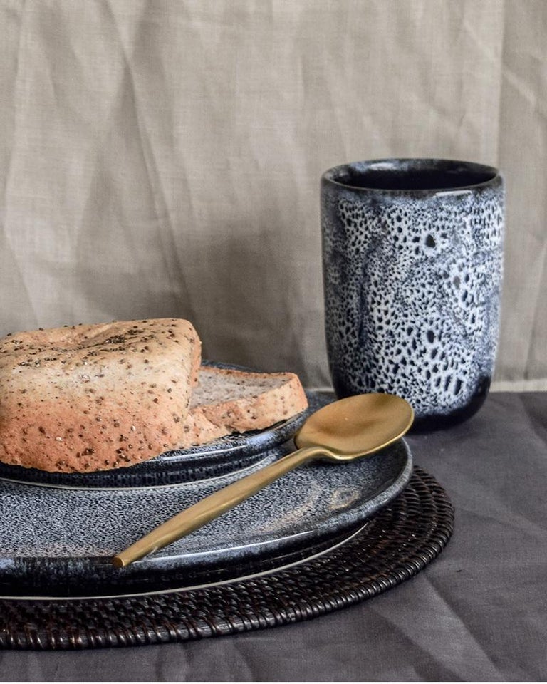 Indigo and White Ceramic Handmade Organic Modern Cups, Set of 4 For ...