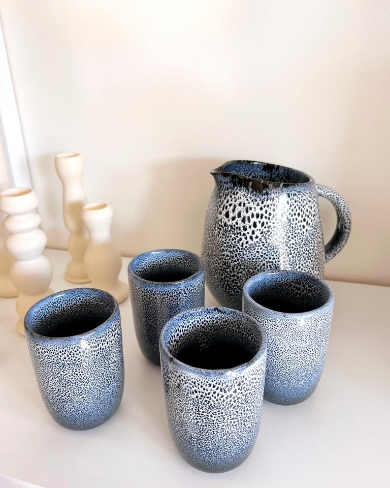 Indigo and White Ceramic Handmade Organic Modern Cups, Set of 4 For ...