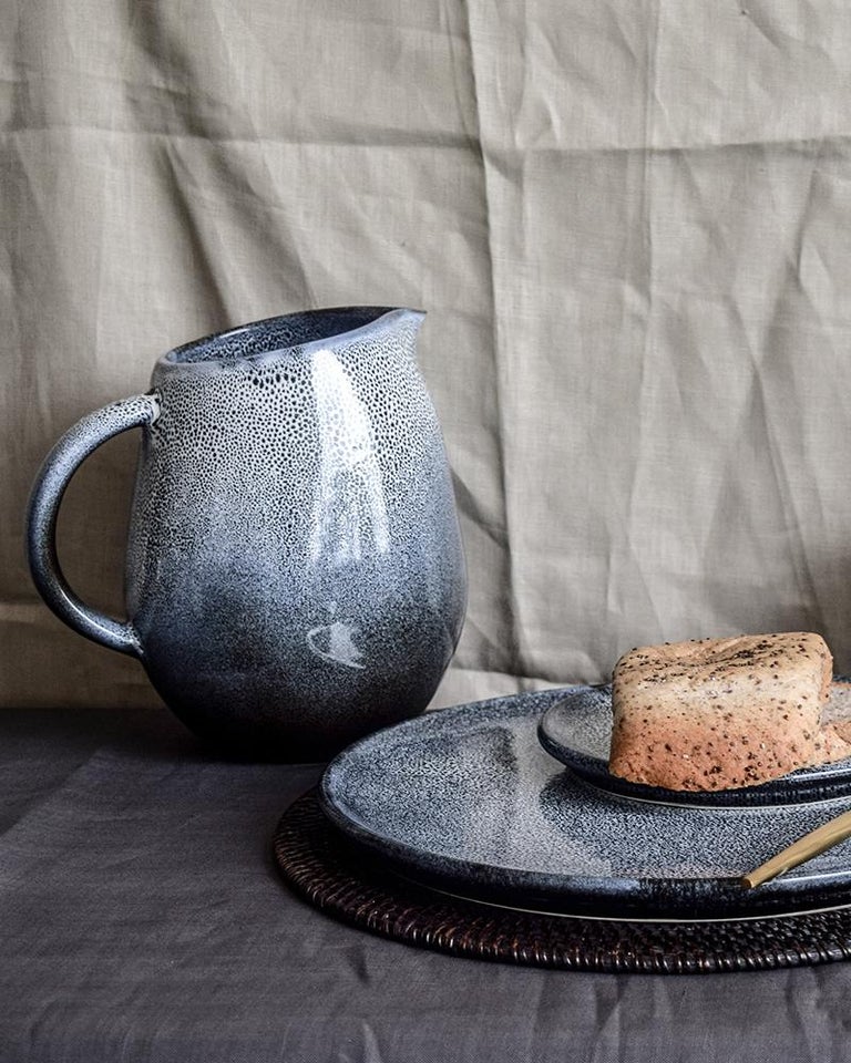 Indigo Blue and White Handmade Organic Modern Ceramic Pitcher, in Stock ...