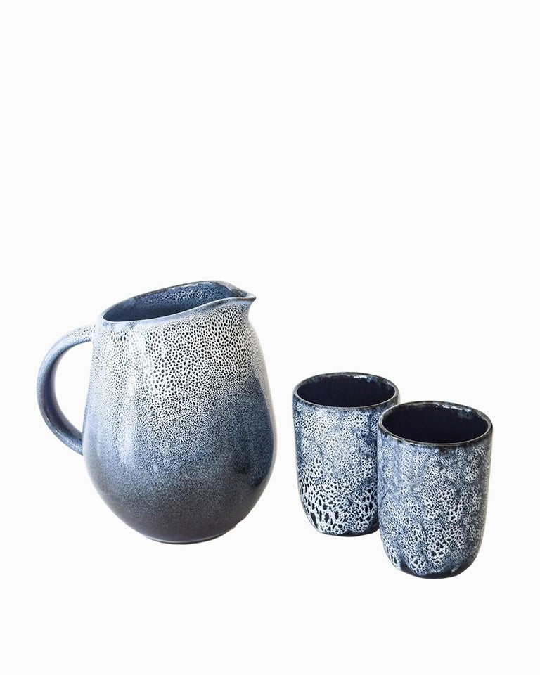 Indigo Blue and White Handmade Organic Modern Ceramic Pitcher, in Stock ...