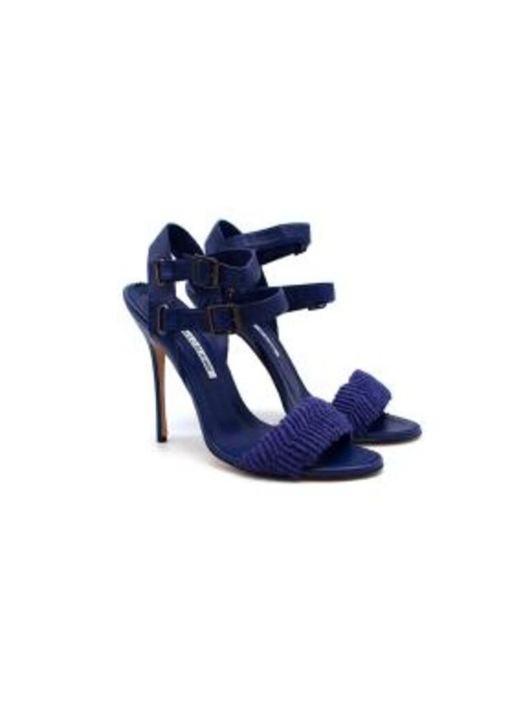 Indigo Leather and Fabric Sandals For Sale at 1stDibs