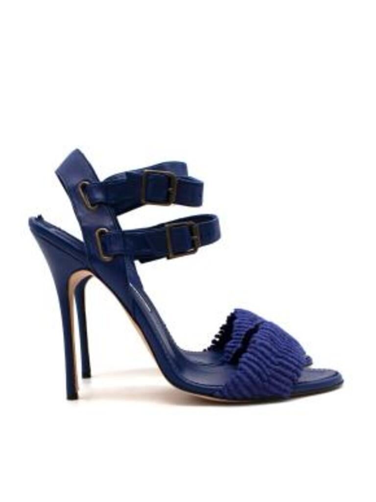 Indigo Leather and Fabric Sandals For Sale at 1stDibs