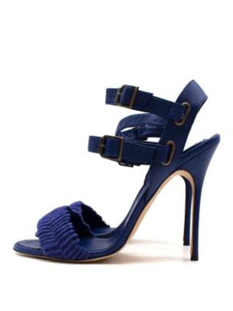 Indigo Leather and Fabric Sandals For Sale at 1stDibs
